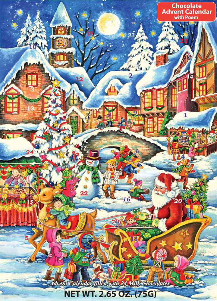 BB116-CASE | Case of 32 Santa's Here Chocolate Advent Calendars ...