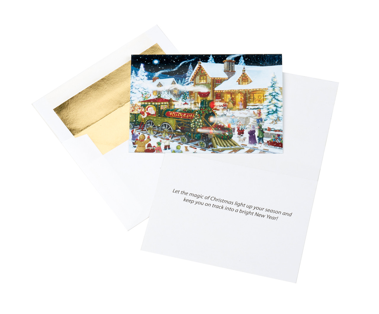 BRWWHS | Box Whistle Stop Christmas Cards - Vermont Christmas Company