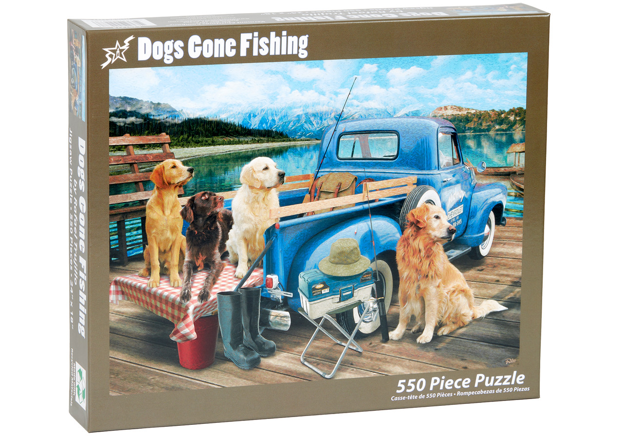 VC1177 | Dogs Gone Fishing Jigsaw Puzzle - 550 PC - Vermont Christmas ...