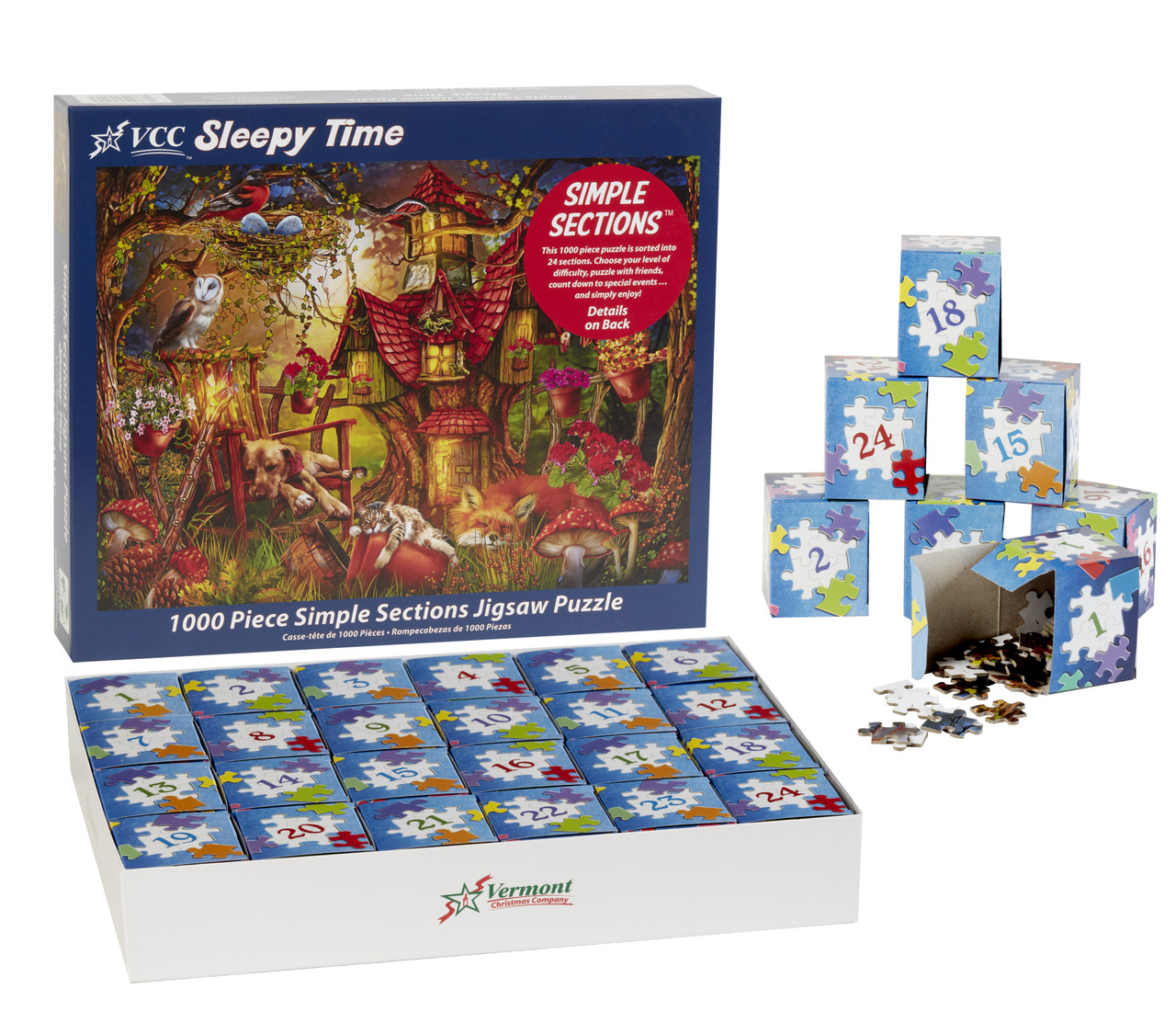 VC6008 | Sleepy Time Simple Sections™ Jigsaw Puzzle - Vermont Christmas ...
