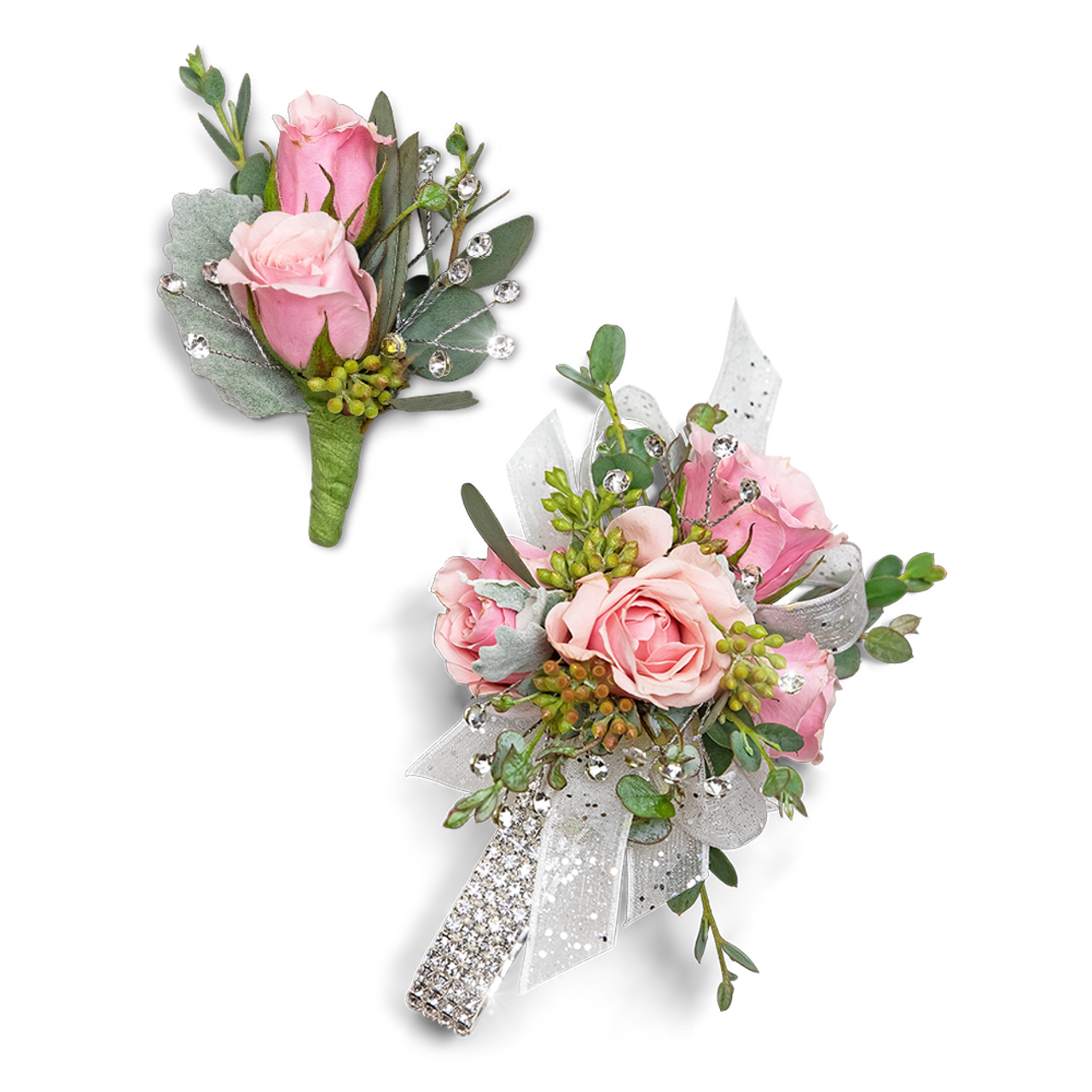 Glossy Corsage and Boutonniere Set Abbott Florist