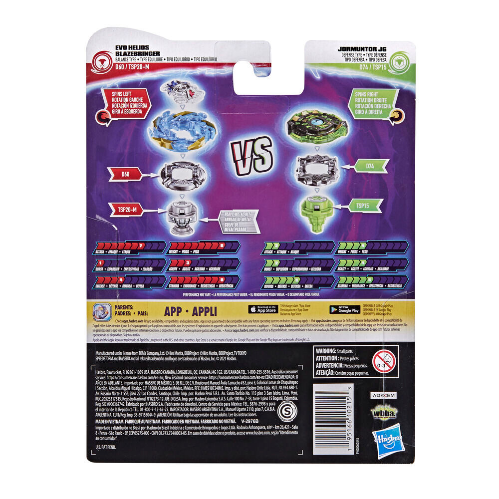 HASBRO Jormuntor J6 & Evo Helios Blazebringer Beyblade Burst Surge Dual ...