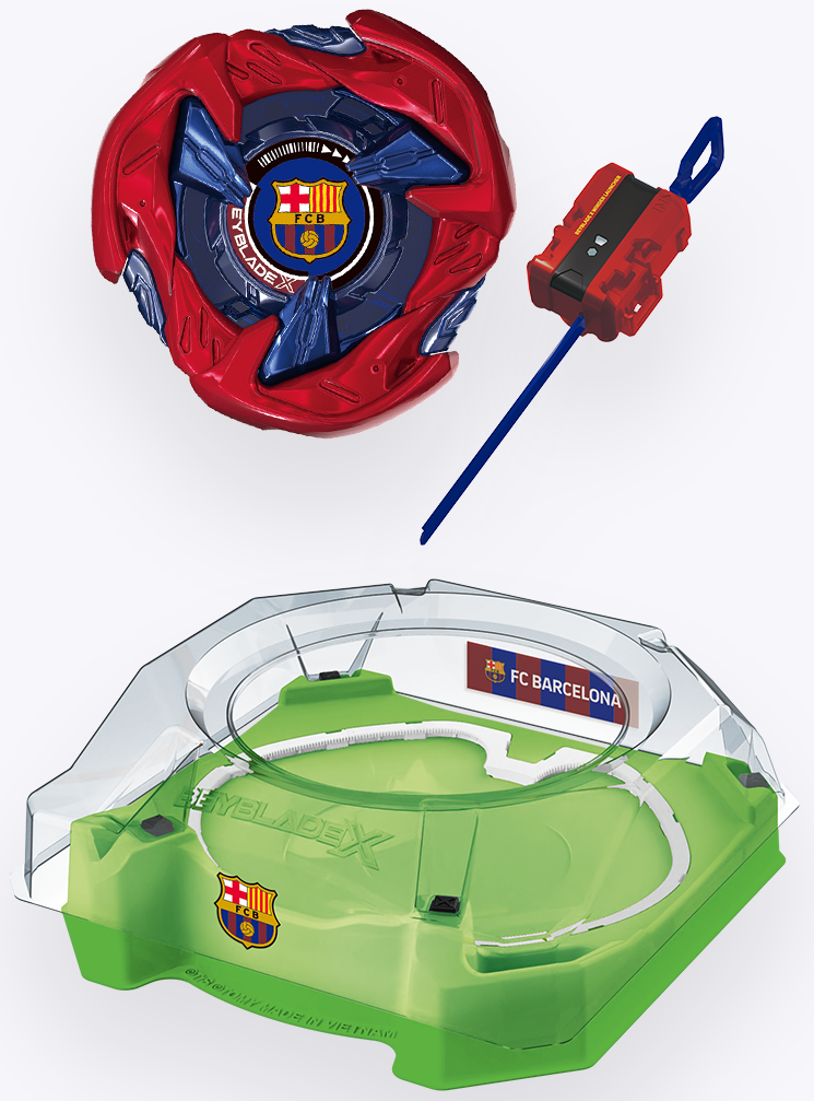TAKARA TOMY Beyblade X 'Bey Kick Off Set' w/ Stadium (FC Barcelona Ver ...