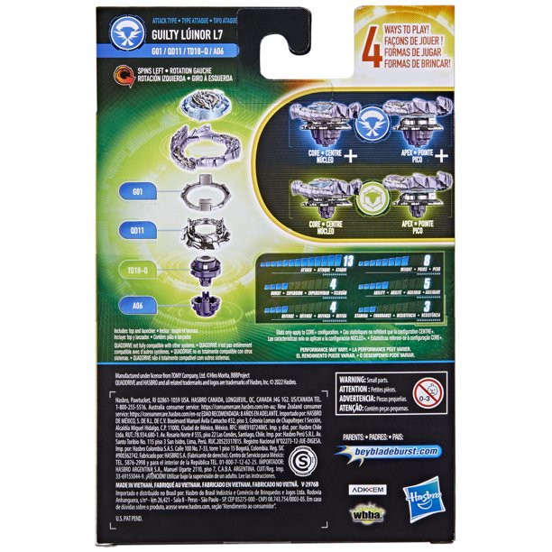 HASBRO Guilty Luinor L7 Burst DB QuadDrive Beyblade F4073 - BeysAndBricks