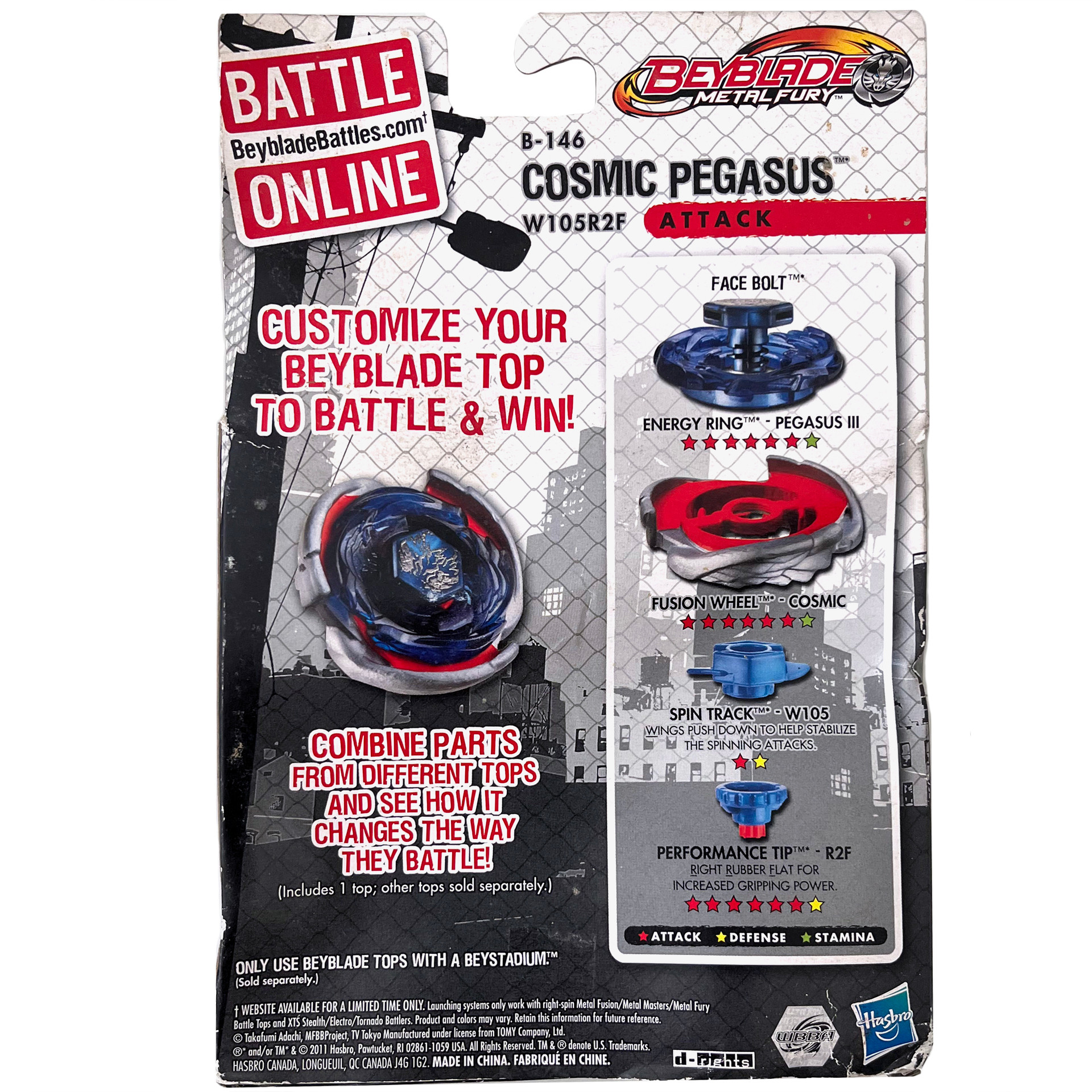HASBRO Cosmic Pegasus W105R2F Metal Fury Beyblade B-146 - BeysAndBricks