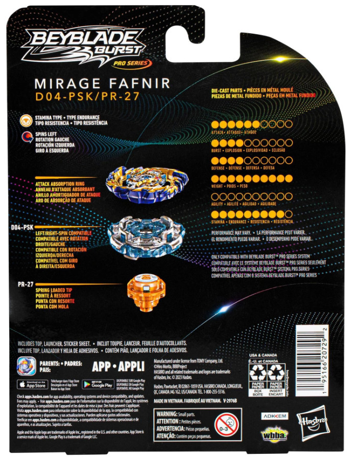 HASBRO Mirage Fafnir Burst PRO SERIES Beyblade F7801 - BeysAndBricks