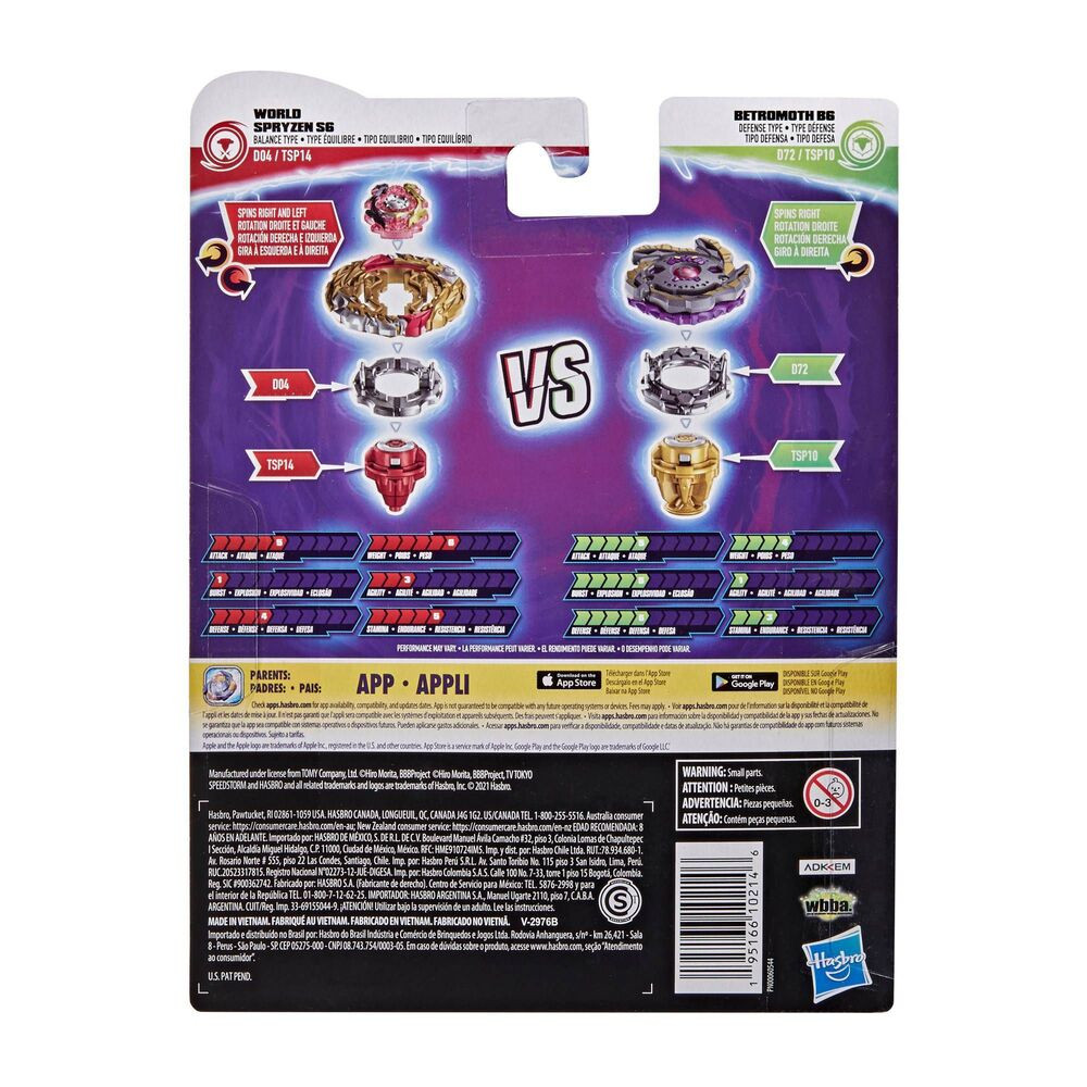 HASBRO Betromoth B6 & World Spryzen S6 Beyblade Burst Surge Dual Pack ...