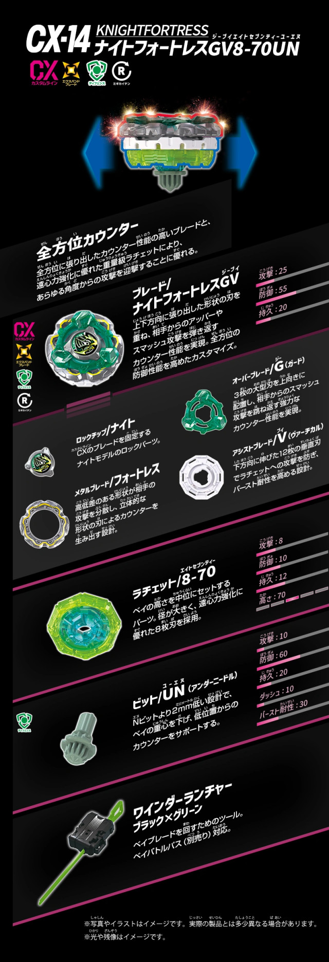TAKARA TOMY Beyblade X Starter Knight Fortress / Armor Knight GV8-70UN ...