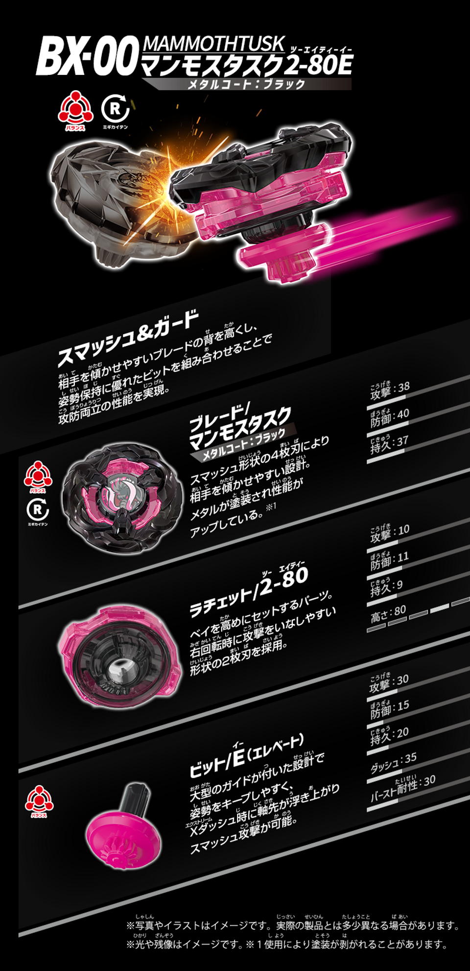 TAKARA TOMY Mammoth Tusk 2-80E Beyblade X BX-00 [Metal Coat: Black] - BeysAndBricks