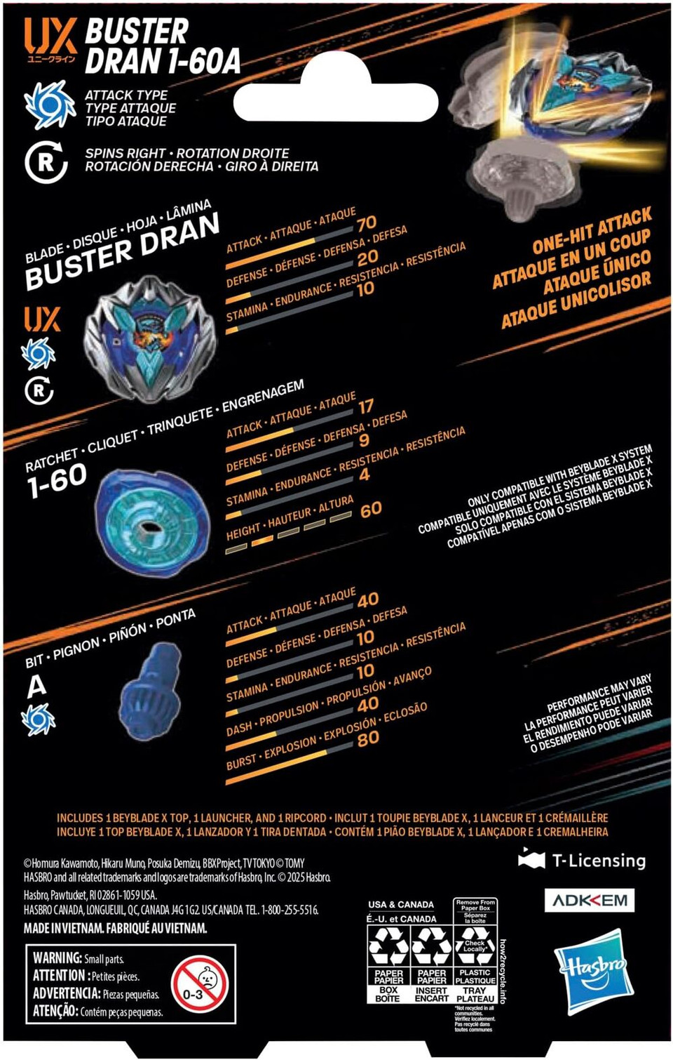 HASBRO Silver Sterling Wolf 3-80FB Beyblade X Starter UX-08 - BeysAndBricks
