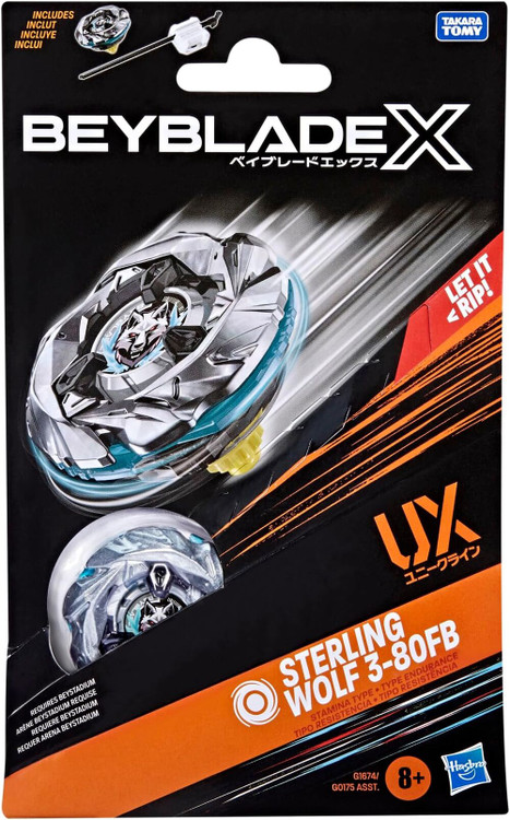 HASBRO Silver Sterling Wolf 3-80FB Beyblade X Starter UX-08 - BeysAndBricks