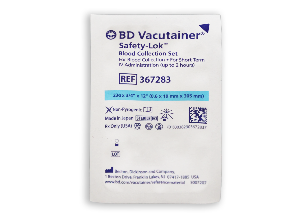 BD 367283 - Vacutainer® Safety-Lok™ Blood Collection Set, 23 Gauge 3/4 ...