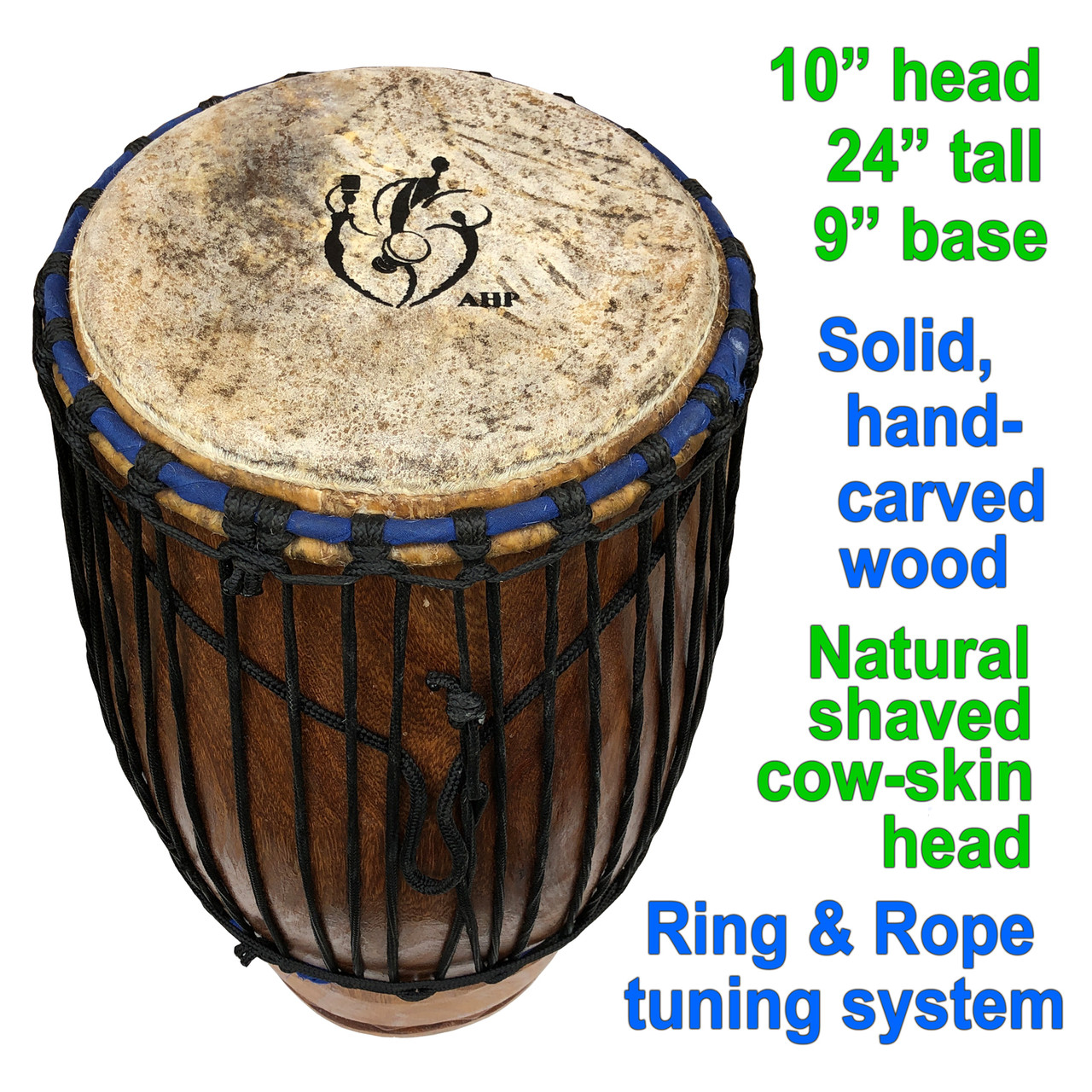 Classic Heartwood Hand-carved Quinto Conga Drum - 10x24 - Djembe Direct