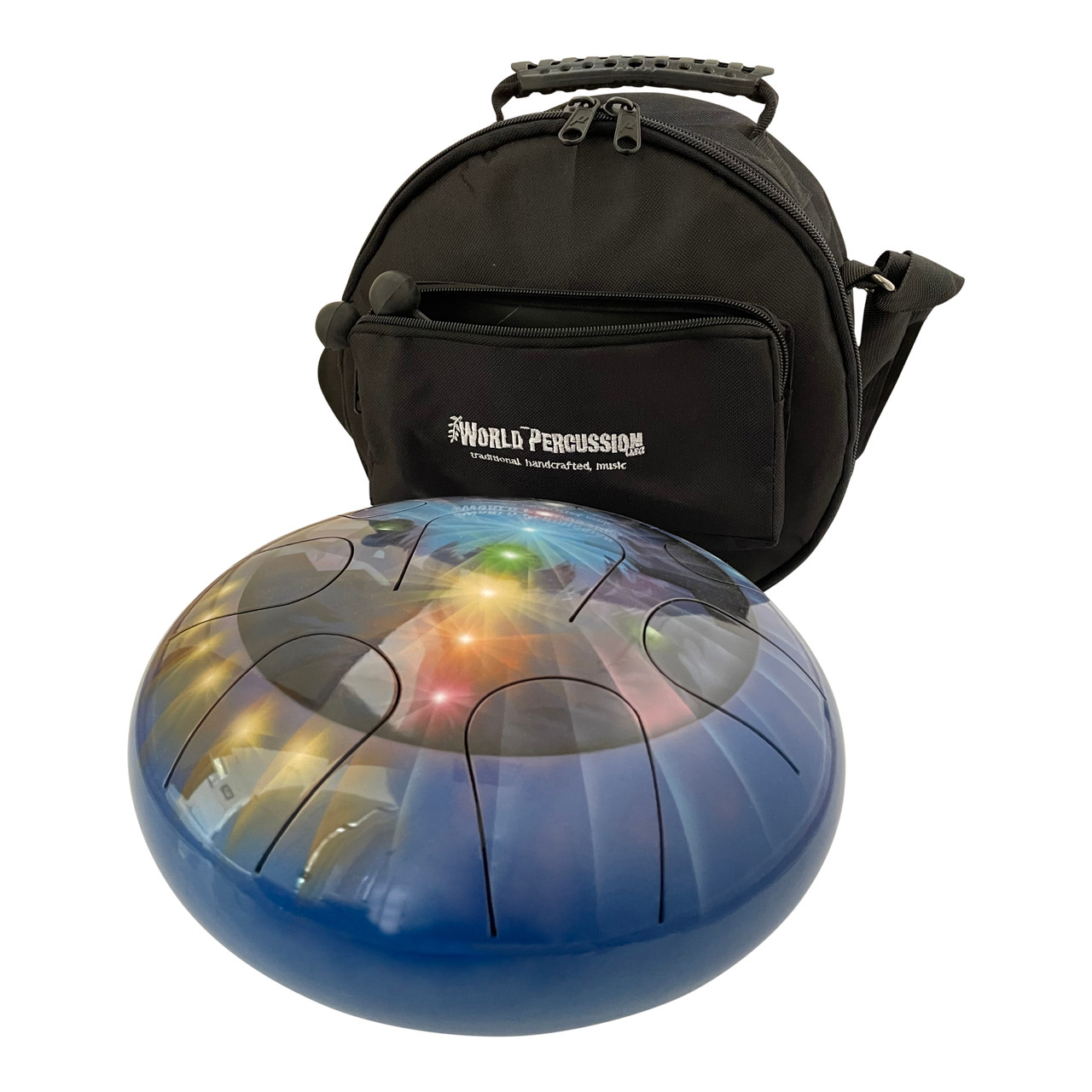 Designer 10" Steel Tongue Drum - Chakra Lights - Djembe Direct