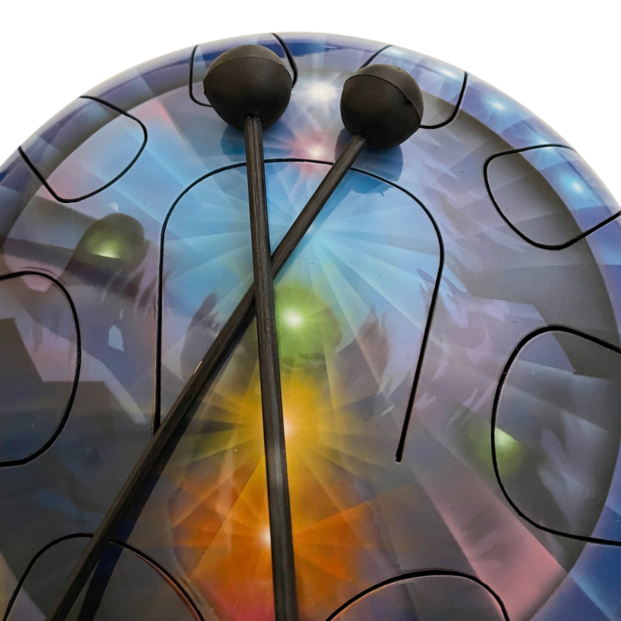 Designer 10" Steel Tongue Drum - Chakra Lights - Djembe Direct
