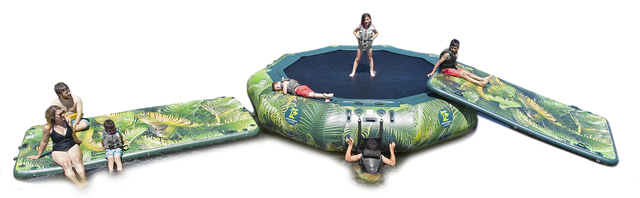 15’ Water Bouncer Lakeside Water Park with 1 Lakeside Platform/Slide