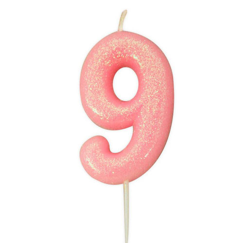 7cm Age Nine Pink Glitter Candle (1)