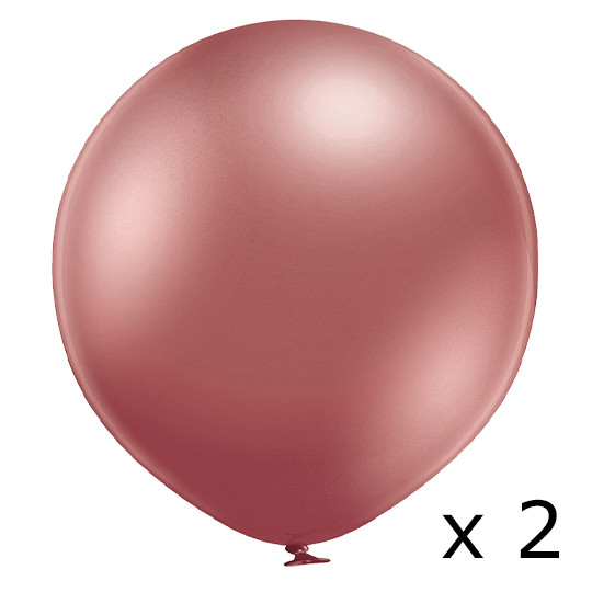 2ft Glossy Rose Gold Belbal Latex Balloons (2)