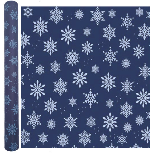 Dark Blue Snowflake Wrapping Paper - 50cm x 10m (1)