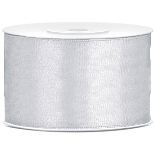 Silver Satin Ribbon - 38mm x 25m (1)