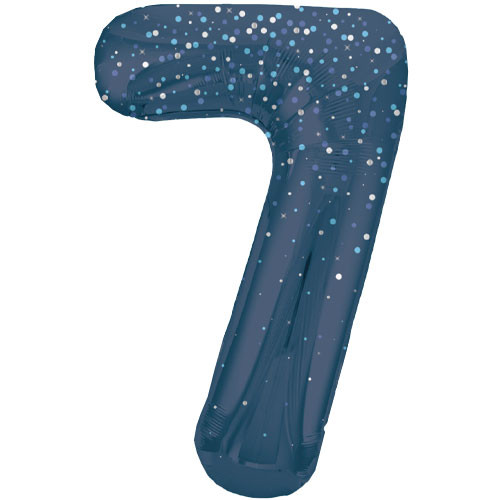 34 inch Unique Blue Glitz Number 7 Foil Balloon (1)