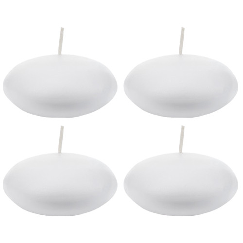 White Matt Floating Candles - 8cm (4)