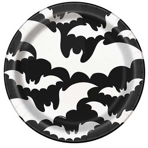 White Bats Halloween Paper Plates (8)