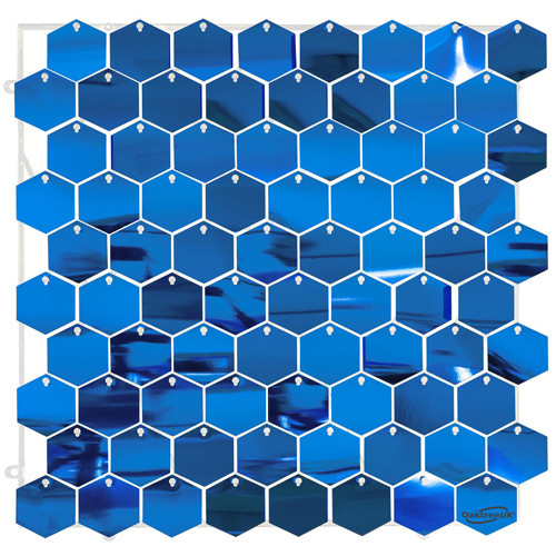 Metallic Blue Hexagon Sequin Wall Panel - 30cm x 30cm (1)
