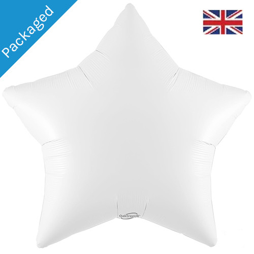 36" White Star Foil Balloon (1) - PACKAGED