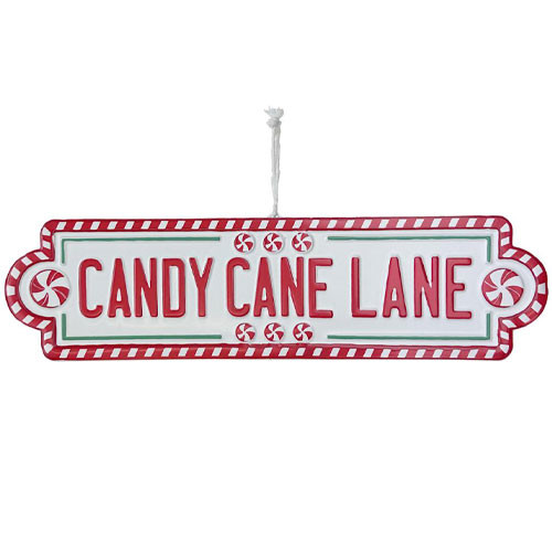 Candy Cane Lane Metal Sign - 38cm x 10cm (1)