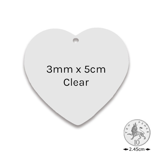 Clear Acrylic Heart Shape Keyring - 3mm x 5cm (1 hole) (1)
