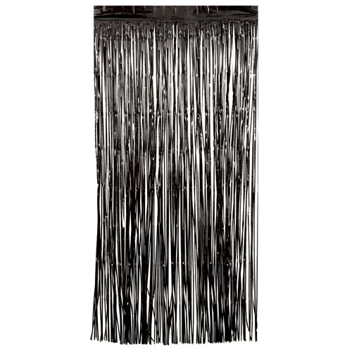 Black Foil Fringe Door Curtain - 1m x 2m (1)