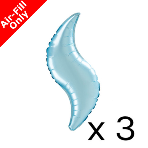 Pack of 3 28" Pastel Blue Satin Curve Foil Balloon (3) - UNPACKAGED