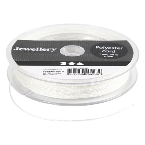 White Polyester Cord - 1mm x 50m (1)