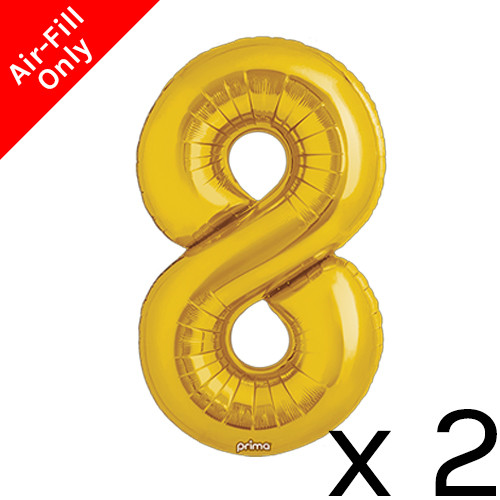 16 inch Gold Number 8 Foil Balloons (2)
