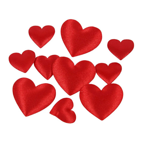 Red Satin Heart Embellishments (70)