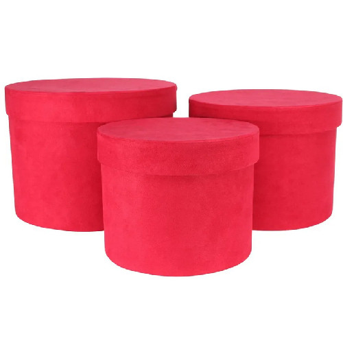 Red Suede Hat Boxes (3)