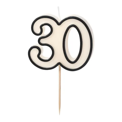 5.5cm Cream & Black Number 30 Candle (1)