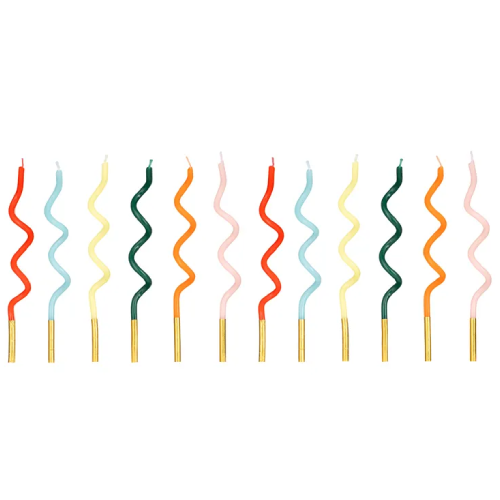 Rainbow Curl Birthday Candles (12)