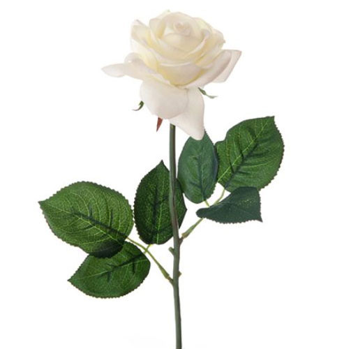 42cm Real Touch Ivory Open Rose (1)
