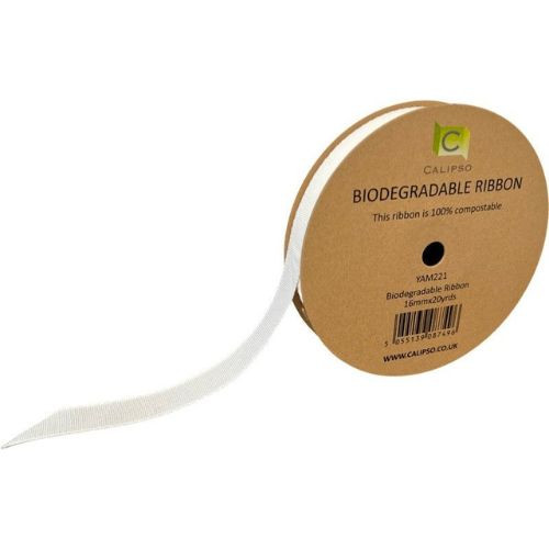 White Biodegradable Ribbon - 16mm x 18m (1)