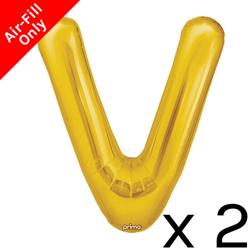 16 inch Prima Gold Letter V Foil Balloons (2)