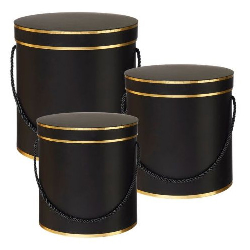 Black & Gold Hamilton Hat Boxes (3)