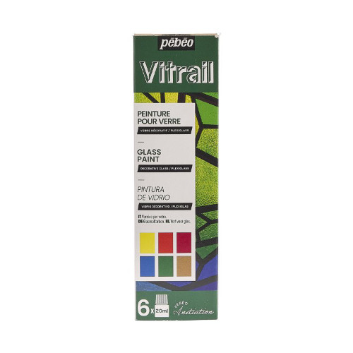 Pebeo Vitrial Solvent Based Glass Paint Set - 20ml (6pcs)