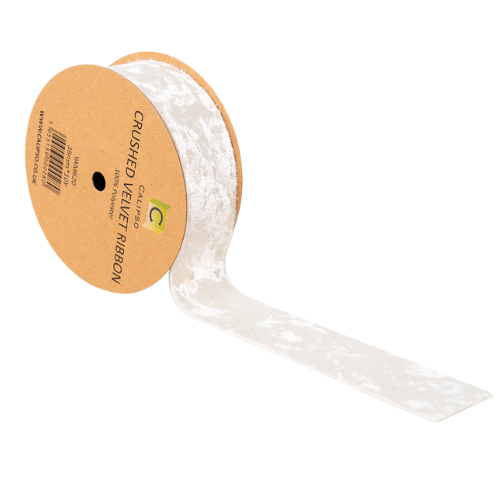 White Crushed Velvet Ribbon - 38mm x 9m (1)