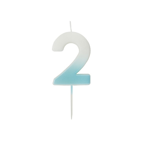 6.2cm Blue Ombre Number 2 Candle (1)