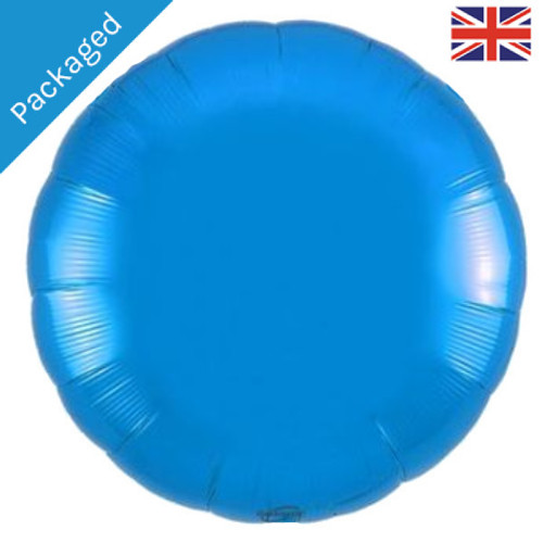 36" Blue Round Foil Balloon - PACKAGED (1)
