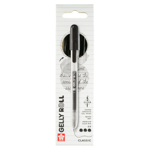 Black Retractable Gelly Roll Pens - 0.4mm (3pcs)