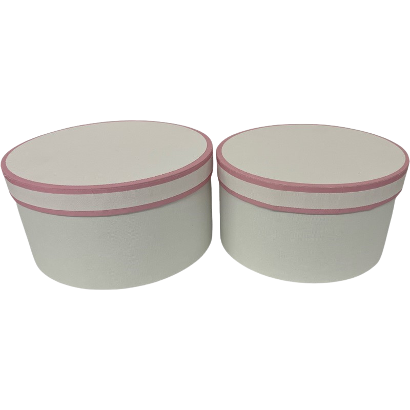 White & Pink Hat Boxes (2)