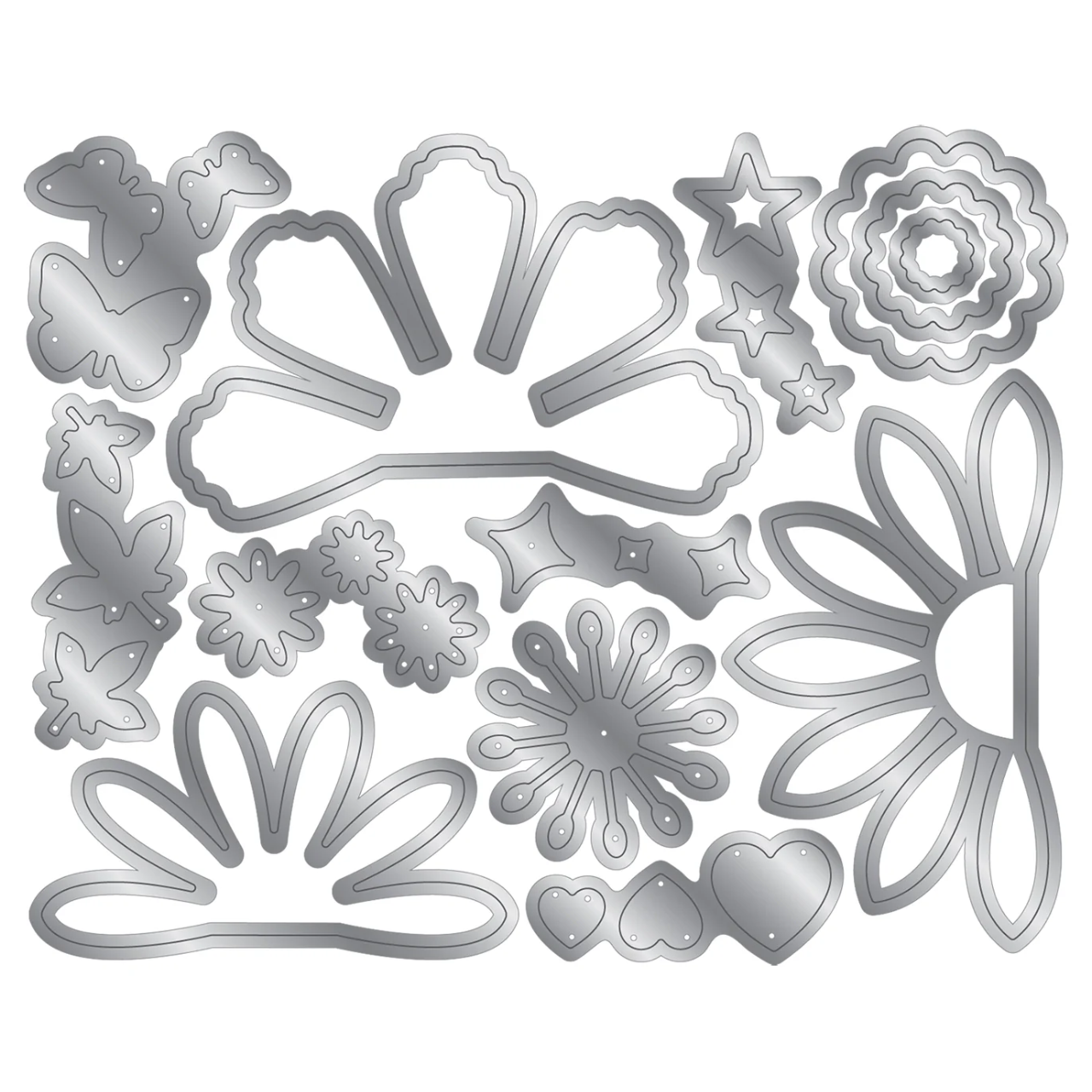 Floral & Flutter Stamp & Die Set (17pcs)